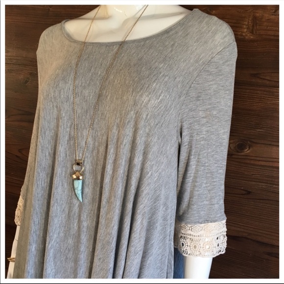 Altar'd State | Tops | Altars State Grey Float Tunic With Crochet ...